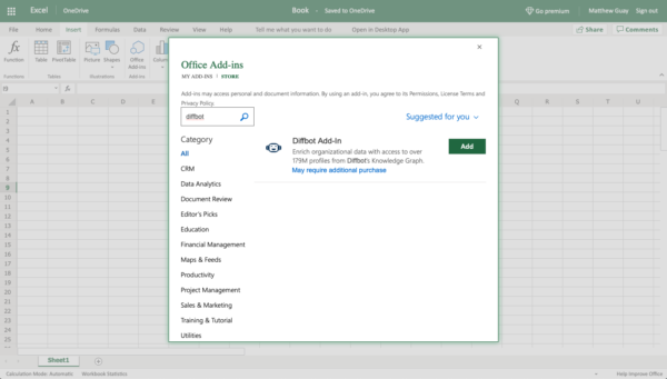 Diffbot Meets Spreadsheets: Using Diffbot From Within Excel and Google Sheets – Diffblog